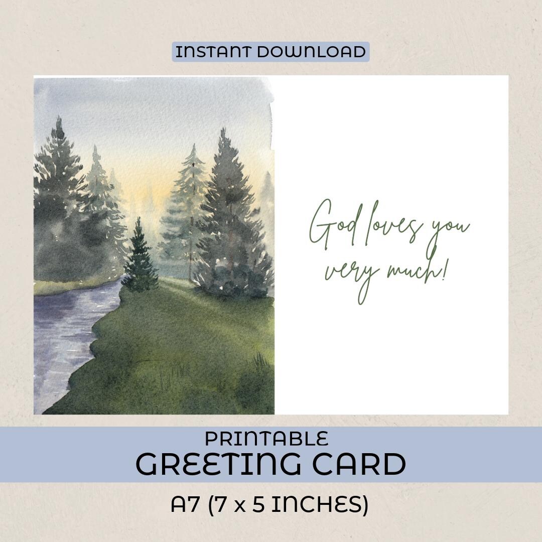 Encouragement Card in Evergreen Pine Trees - Etsy