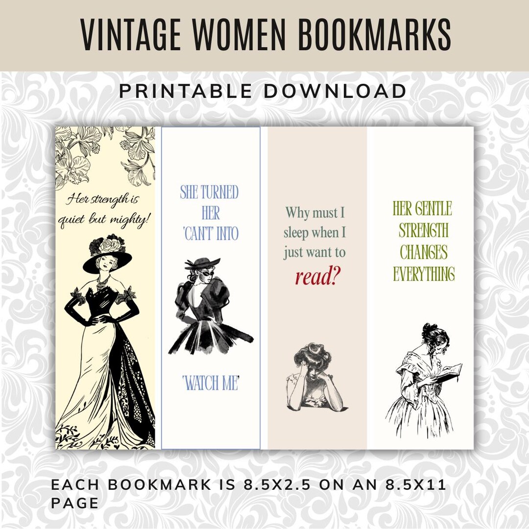 Vintage Women Motivational Bookmarks – Printable Inspirational Quotes ...