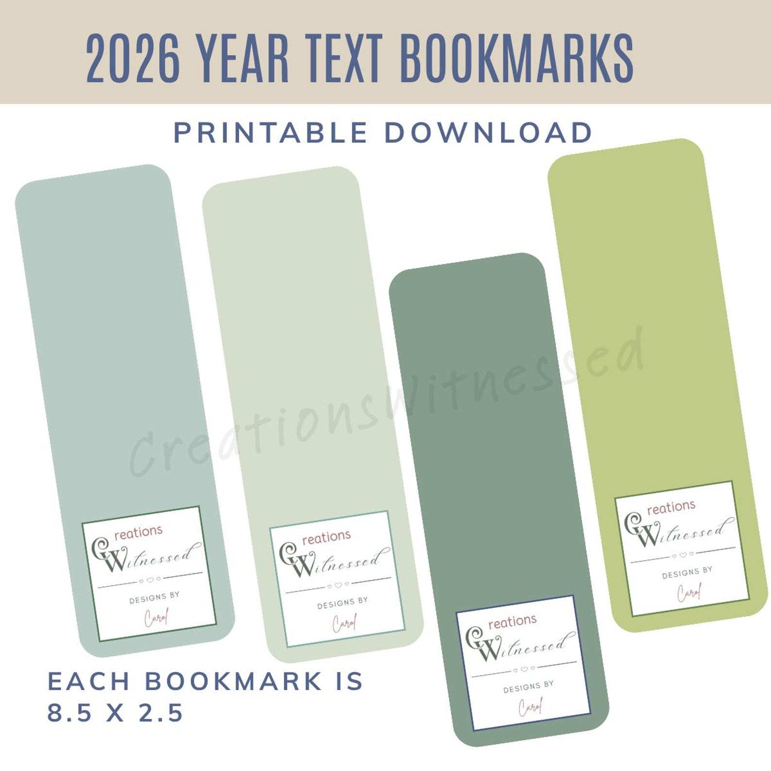 JW 2026 Year Text Bookmarks | Printable PDF | Digital Download | Art ...