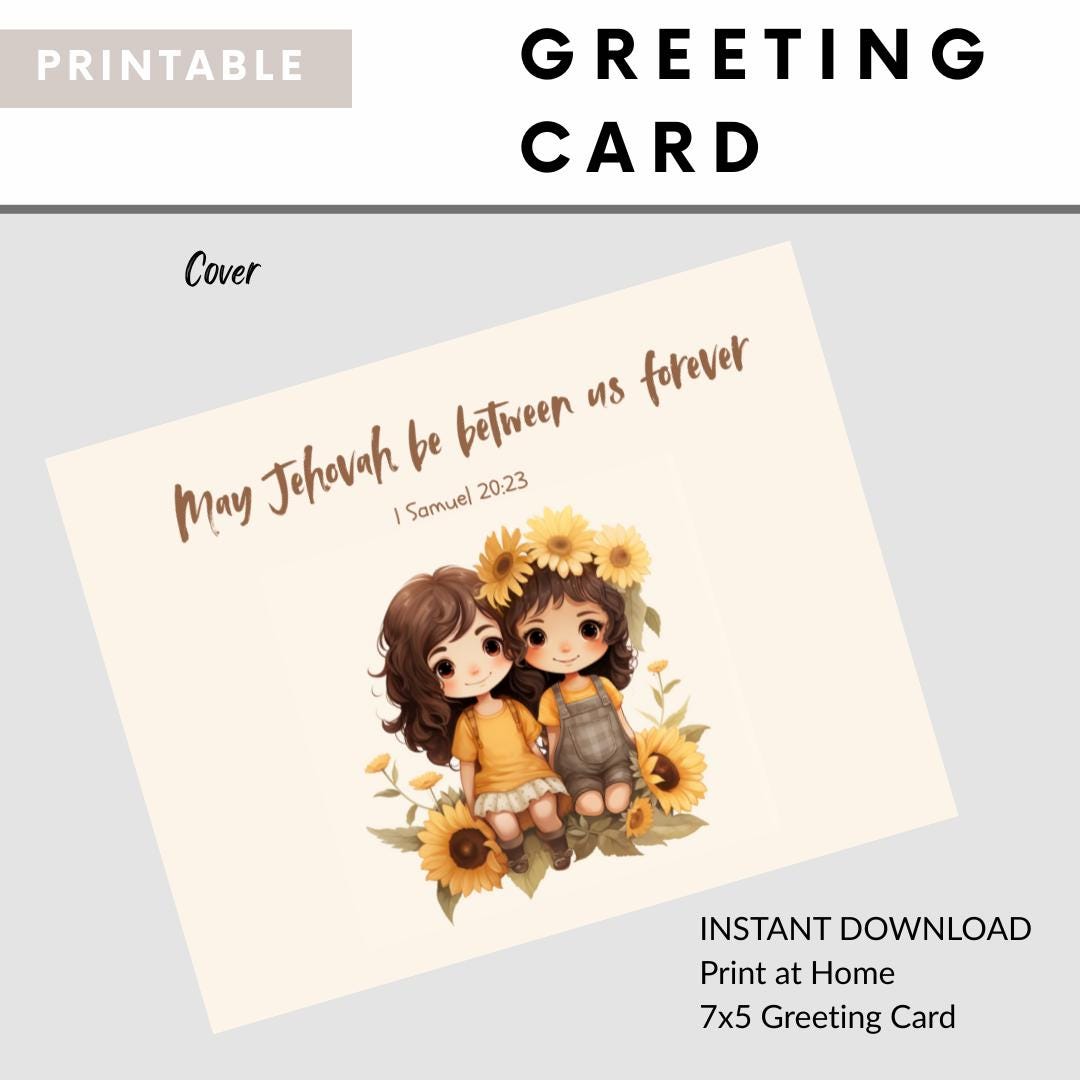 Best Friend Card - Cute Girls With Sunflowers - "may Jehovah Be Between ...