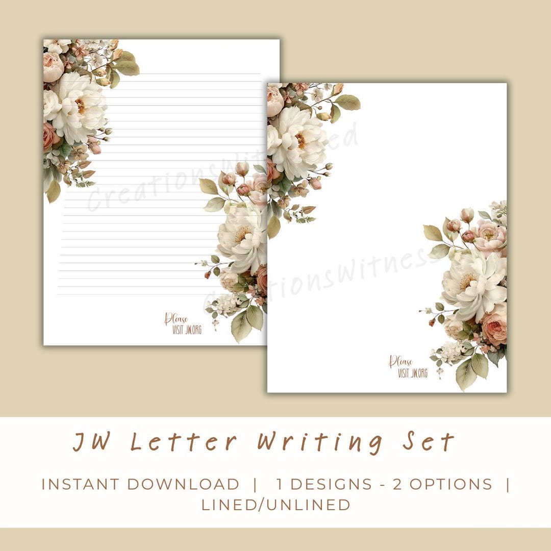 Blush Floral JW Letter Writing Stationery Set | Printable Envelopes ...