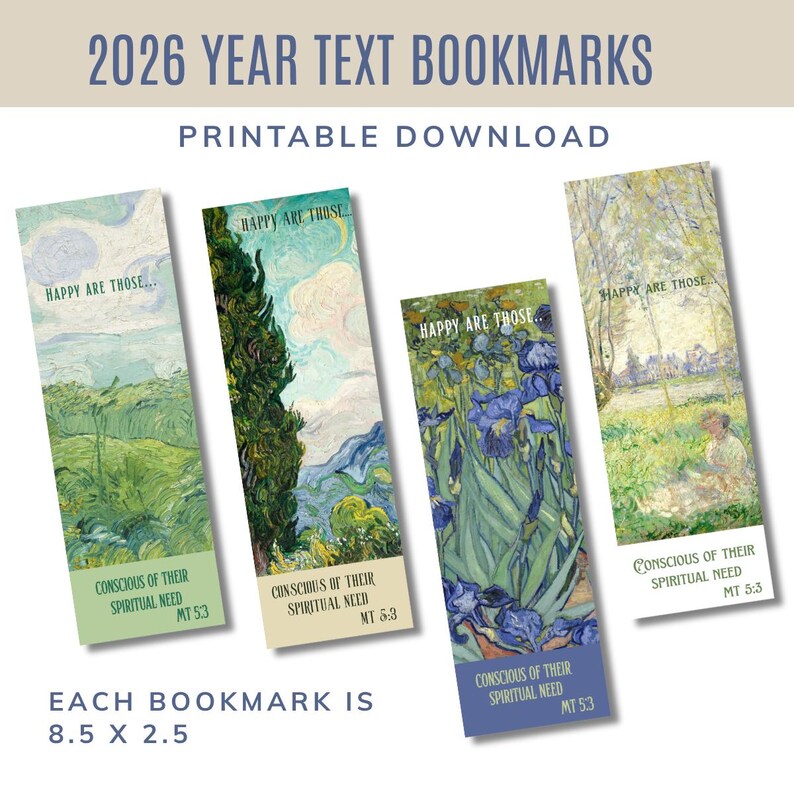 JW 2026 Year Text Bookmarks | Printable PDF | Digital Download | Art ...