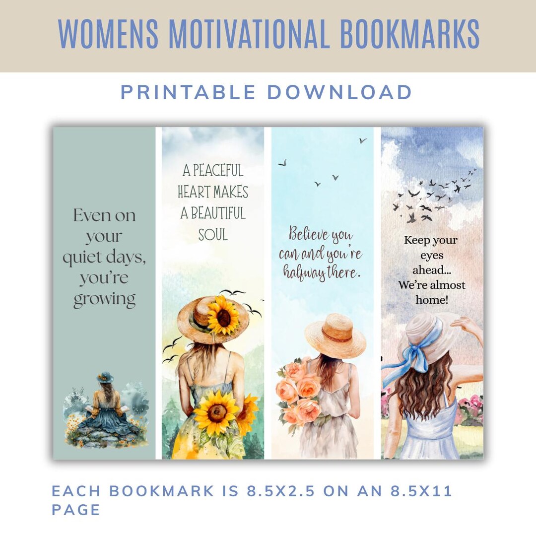 Women’s Motivational Bookmarks – Printable Empowering Quotes – 8.5x2.5 ...