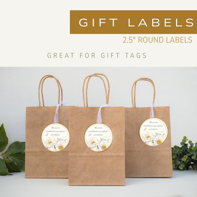 JW Bible Verse Stickers Printable, Scripture Labels Floral Cream Design ...