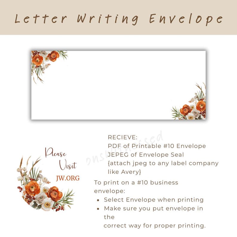 JW Letter Writing Set | Printable Stationery | Envelope and Seals (PDF ...