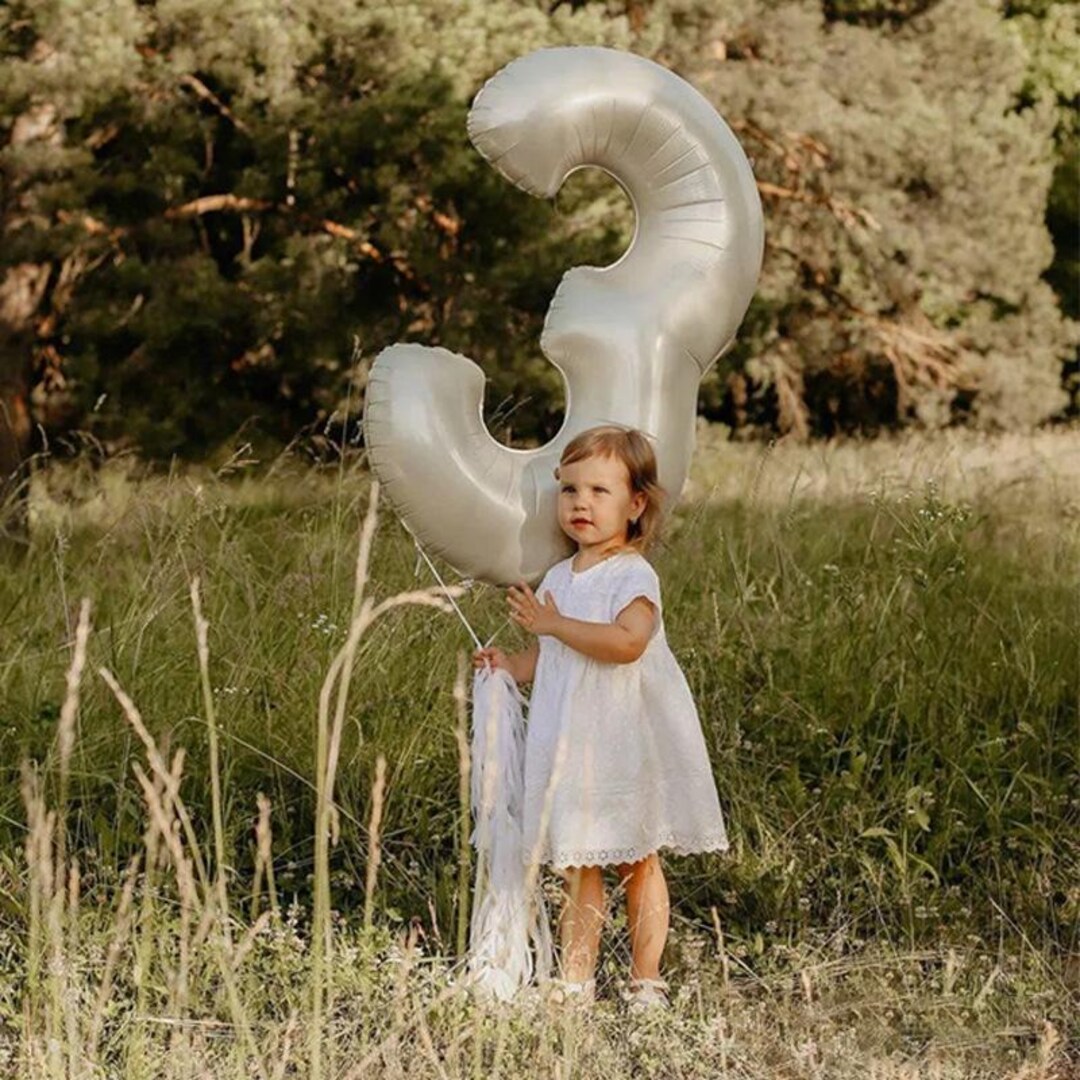 90cm Cream White Number Balloons, Birthday Decorations, Photo Props ...