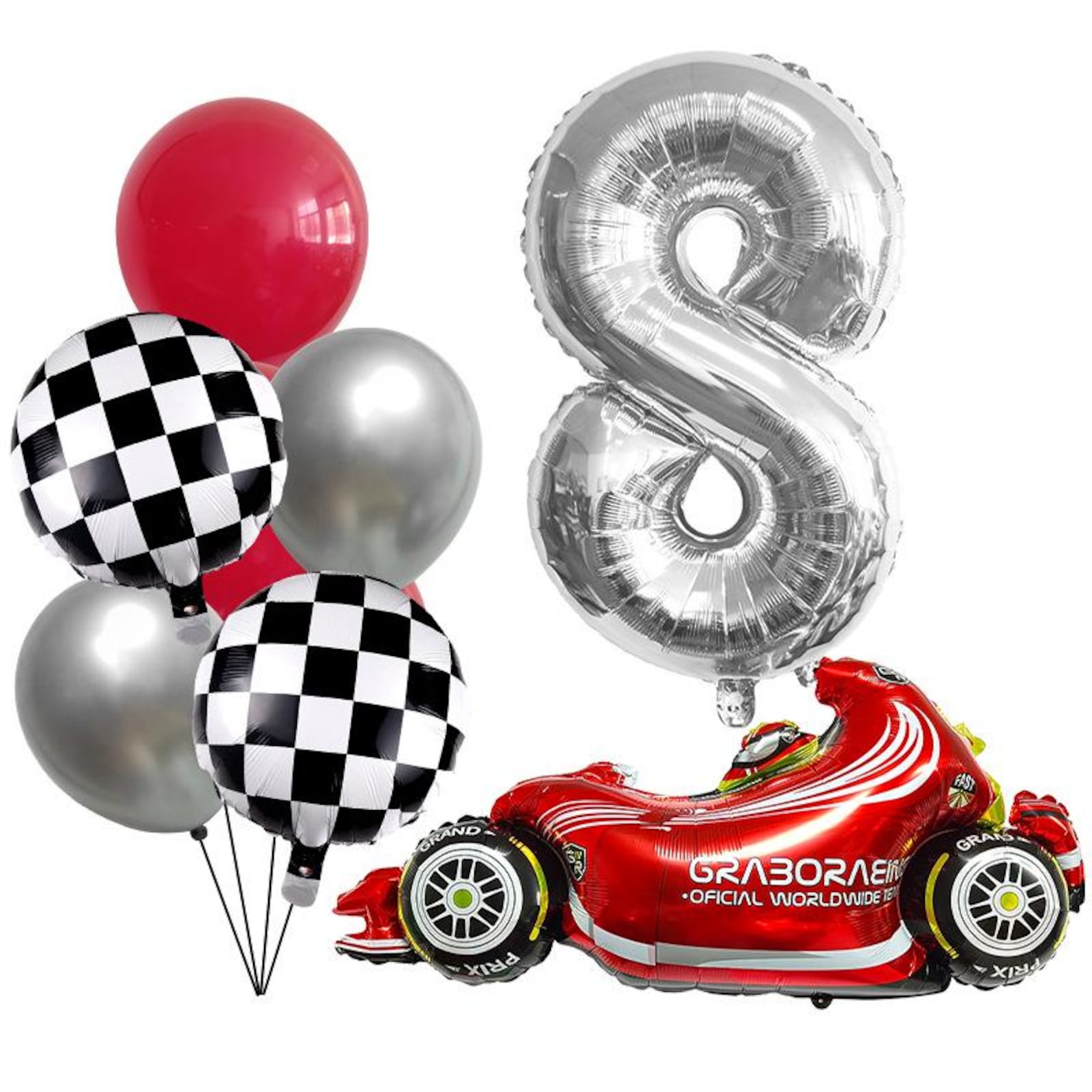 Racing Theme Birthday Balloon Kit, Red, Car, Balloon Acrh Set, Balloon ...