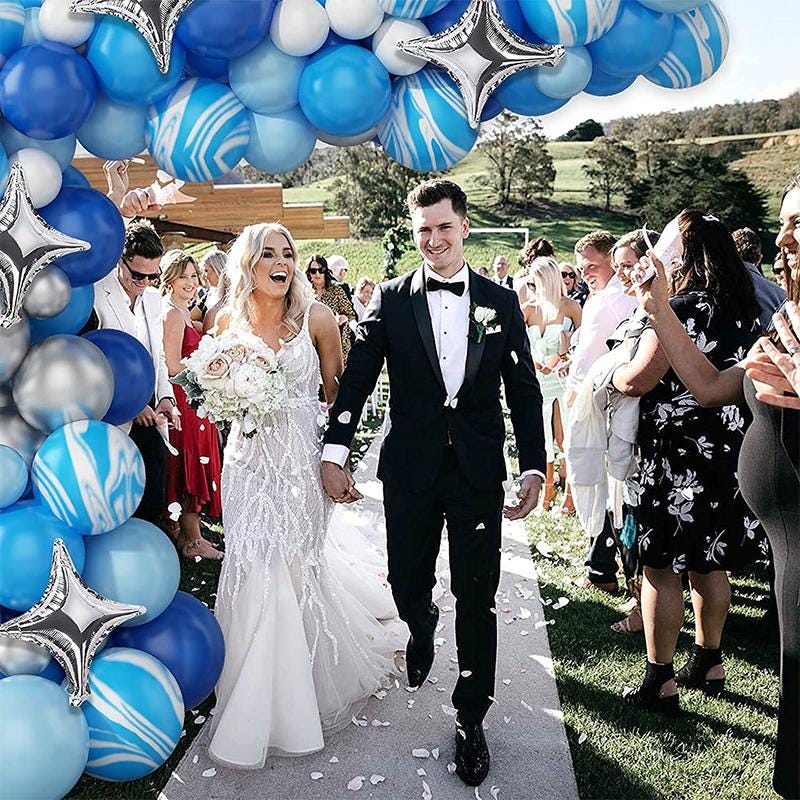Onyx Pattern Balloon Arch Set, Blue Combination, Birthday Party ...