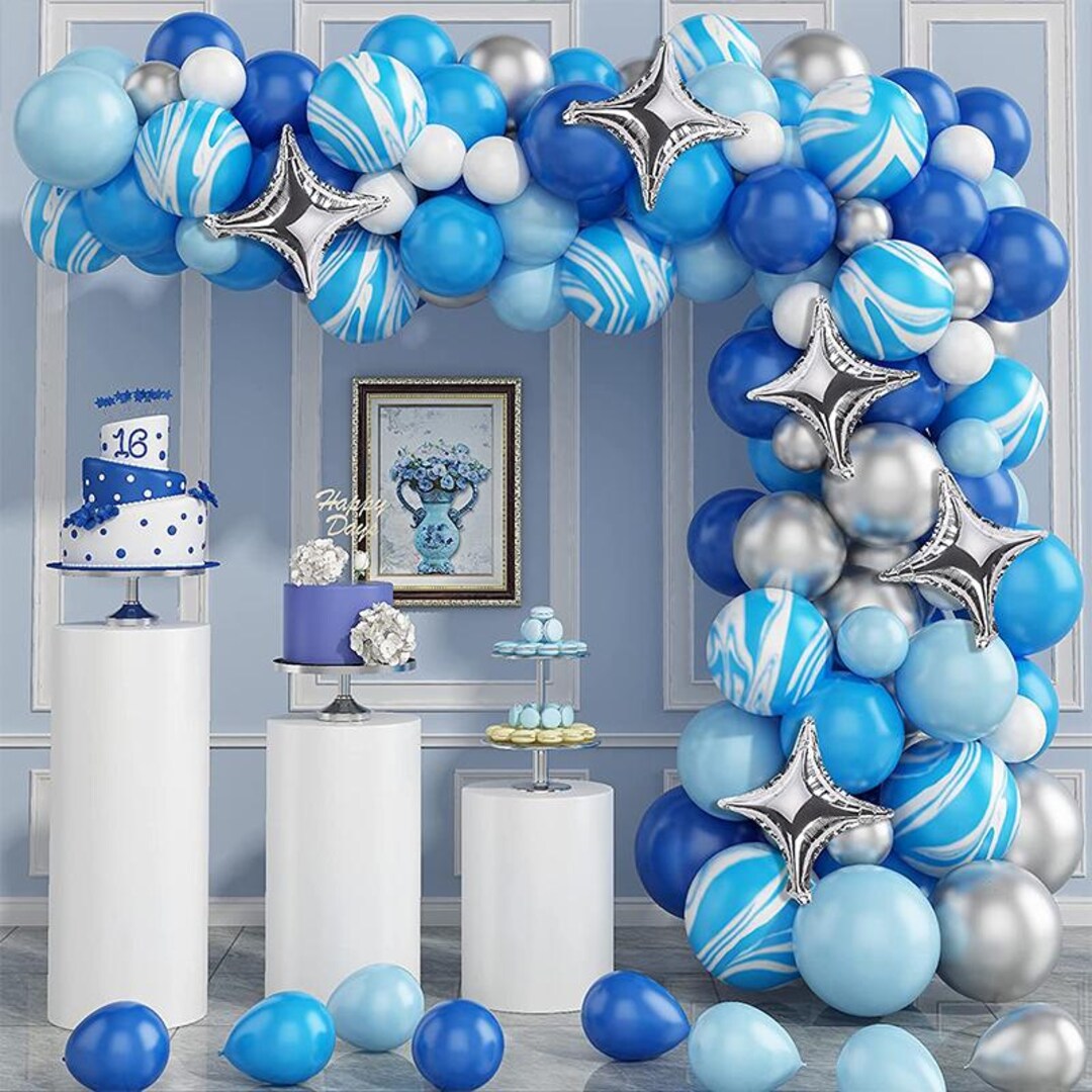 Onyx Pattern Balloon Arch Set, Blue Combination, Birthday Party ...