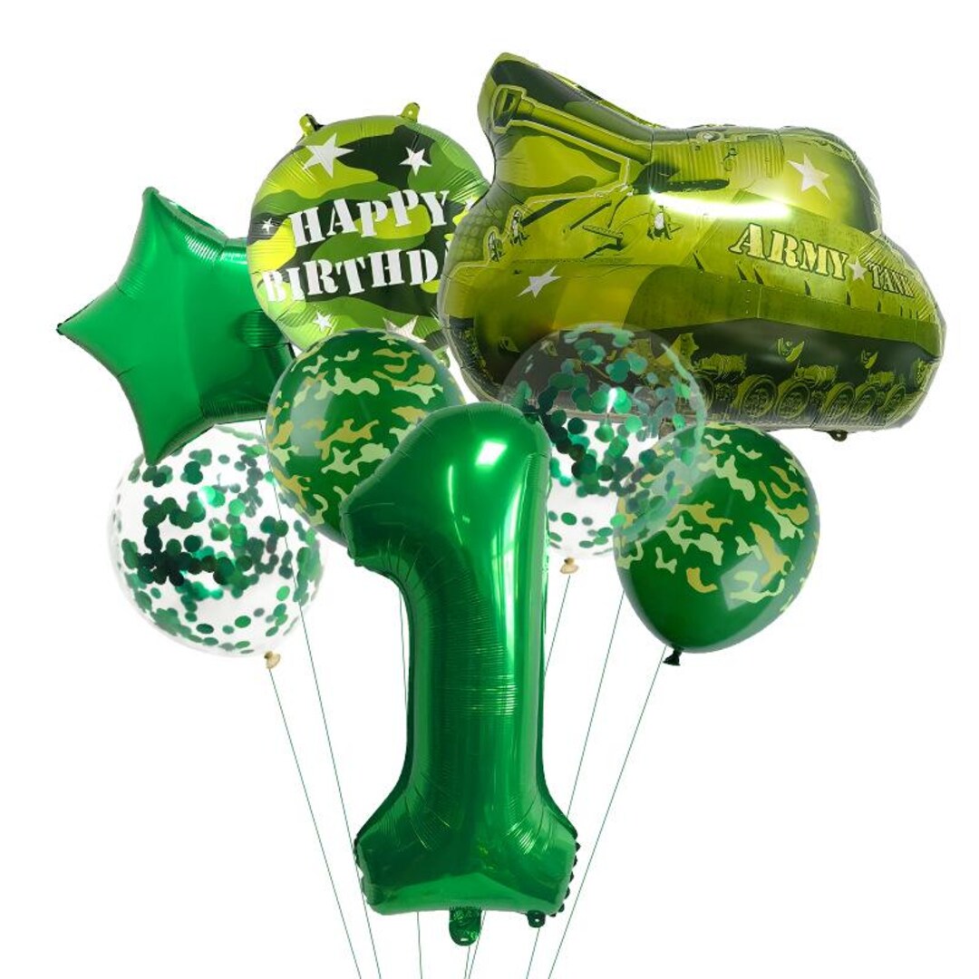Tank Camo Birthday Balloon Set, Military Themed Party Decorations for ...