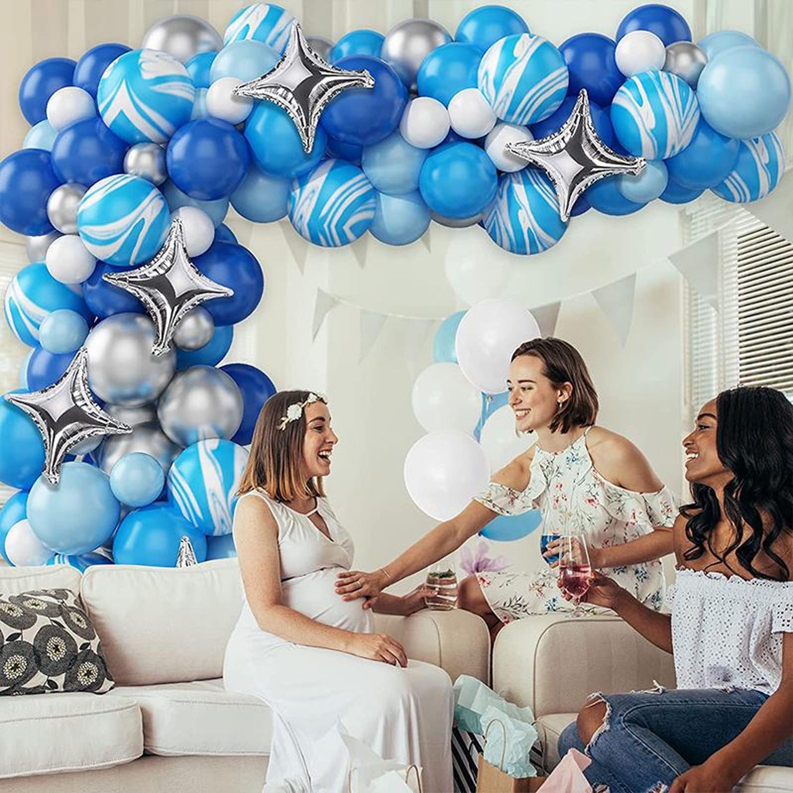 Onyx Pattern Balloon Arch Set, Blue Combination, Birthday Party ...