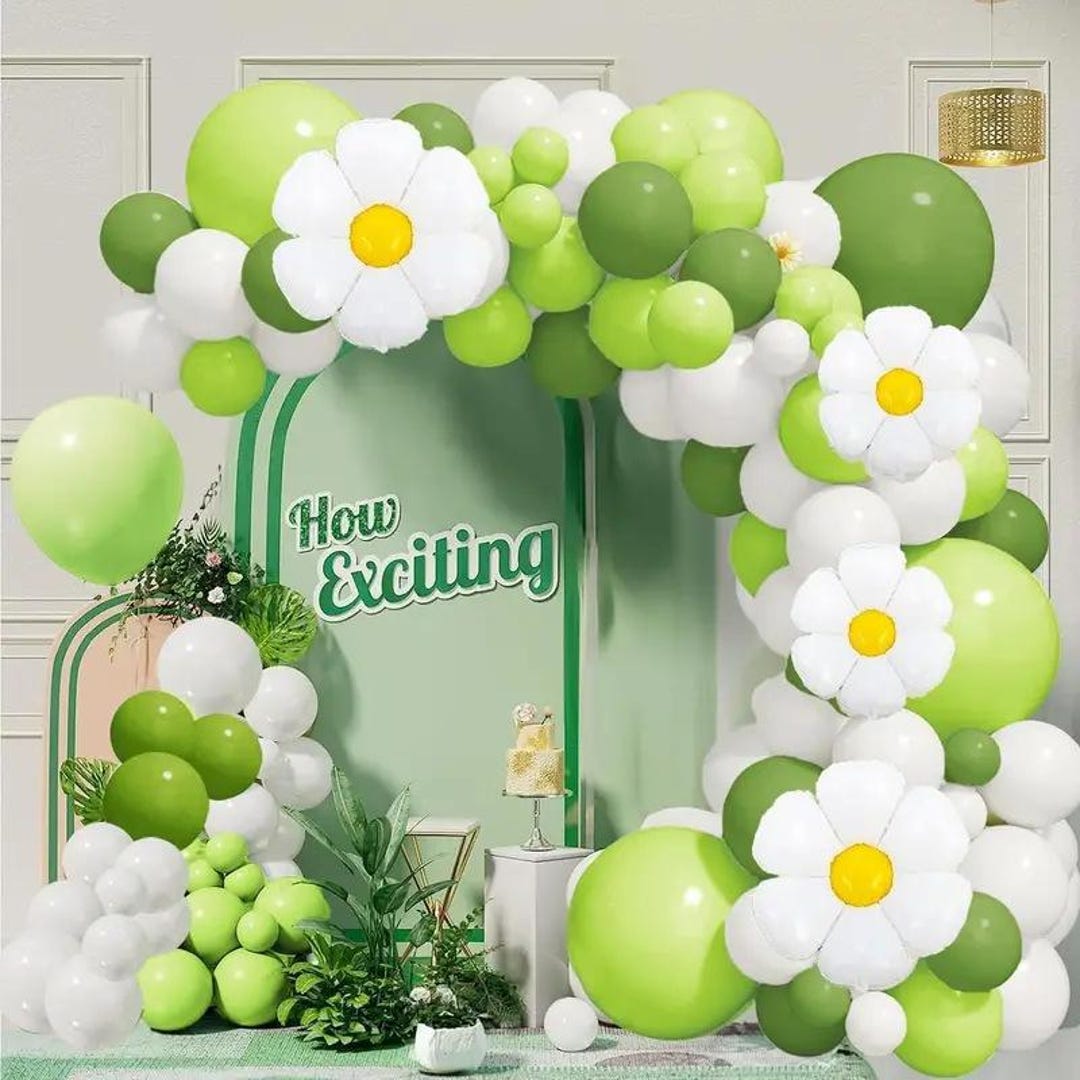 Spring Party Decoration Set,green Daisy Balloon Garland,balloon Arch ...