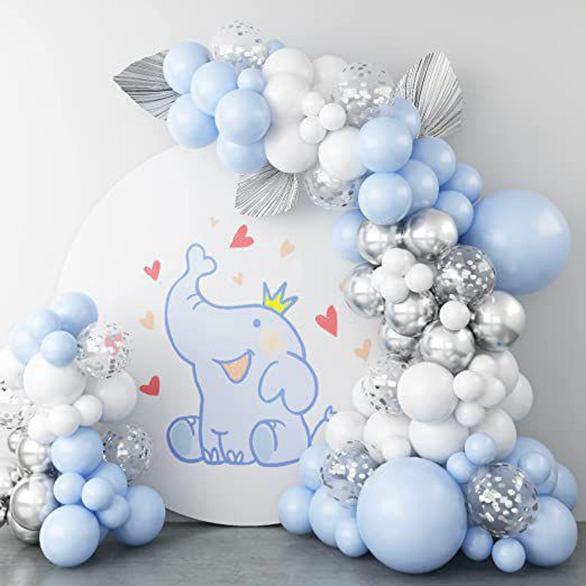 Blue Silver Balloon Garland Kit | Wedding Baby Shower Decorations ...