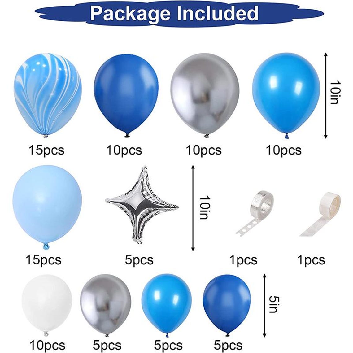 Onyx Pattern Balloon Arch Set, Blue Combination, Birthday Party ...