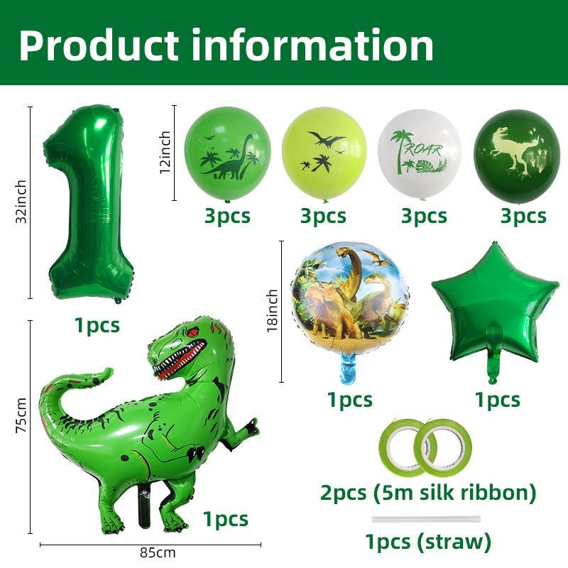 Dinosaur Number Balloon Set, Boys Theme Balloon, Balloon Sculpture ...