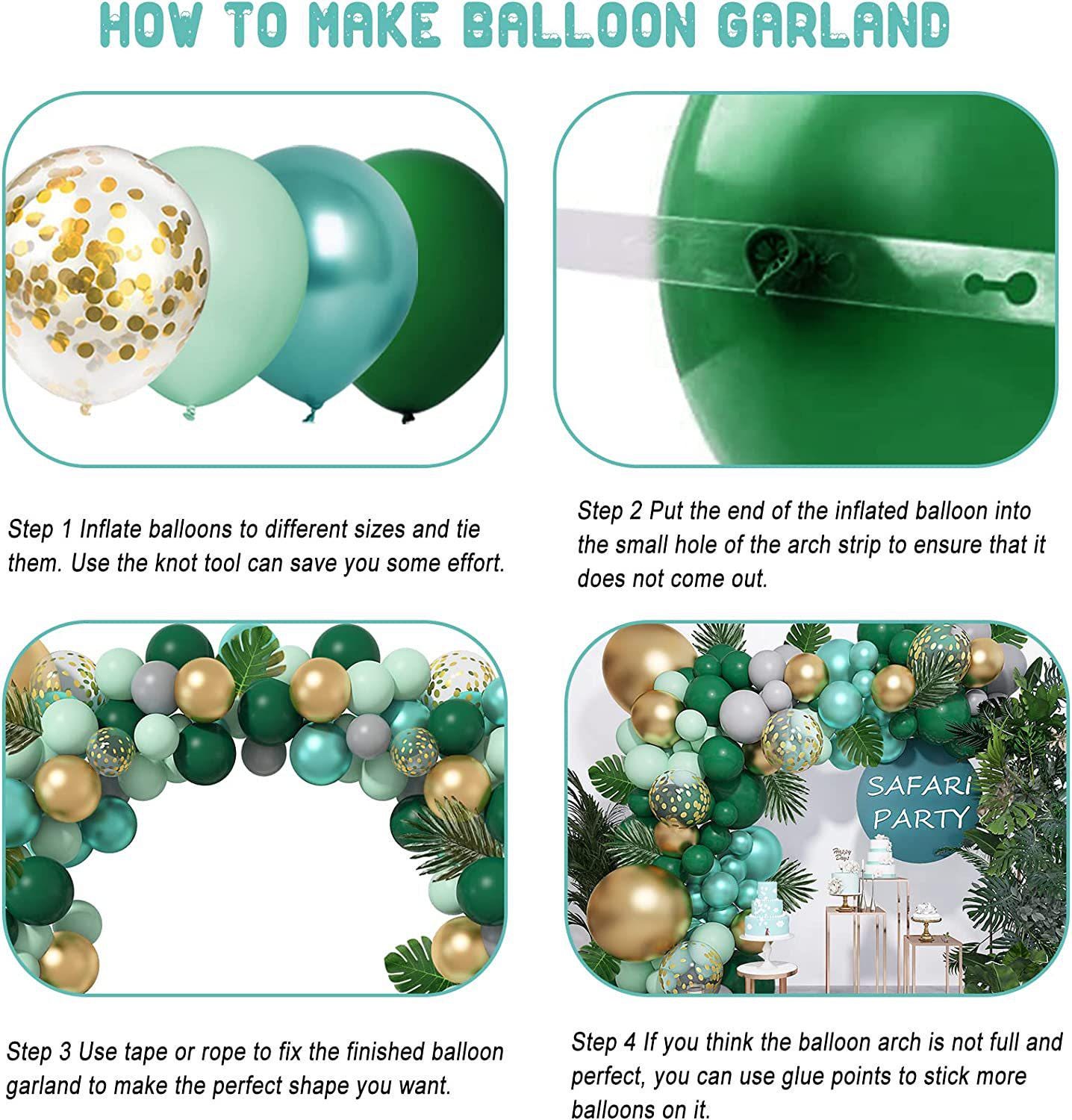 Sage Olive Green Balloon Garland Arch Kit, White Green Gold Balloons ...