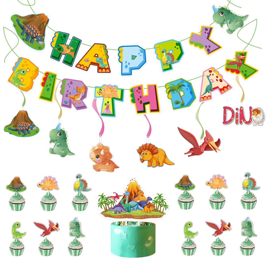 Cartoon Dinosaur Theme Party Set, Children's Birthday Party Decoration ...
