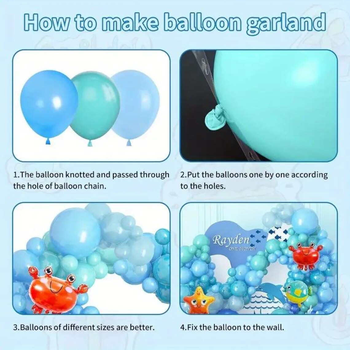 Ocean Theme Balloon Arch Set, Crab Balloon, Starfish Balloon, Clown ...