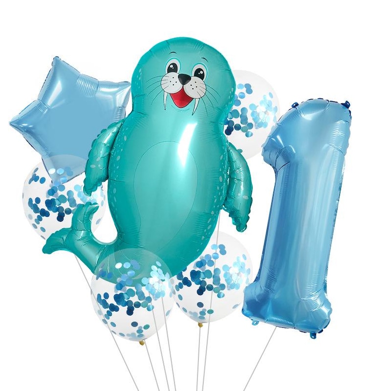 Cartoon Sea Lion Number Balloon Sculpture Set,foil Balloons,number ...