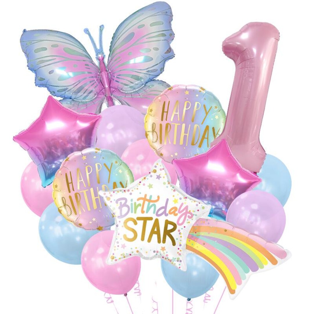 Pastel Butterfly Theme Birthday Party Decoration, Butterflies, Stars ...