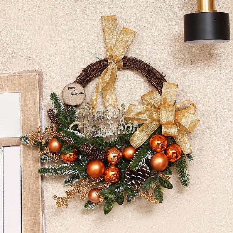 Festive Christmas Wreath and Garland Set | Holiday Door Décor | Winter ...