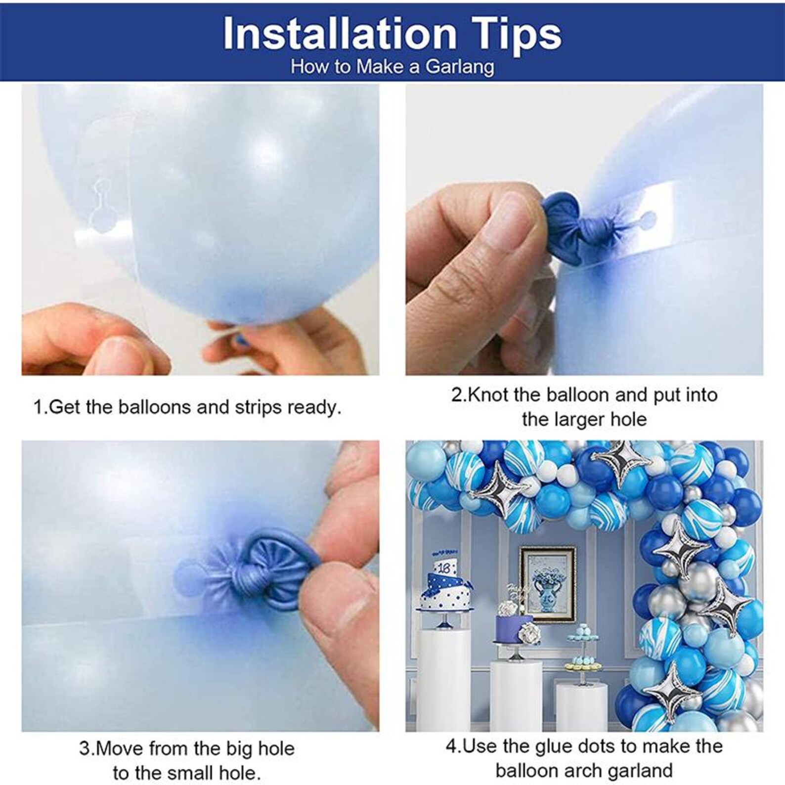 Onyx Pattern Balloon Arch Set, Blue Combination, Birthday Party ...