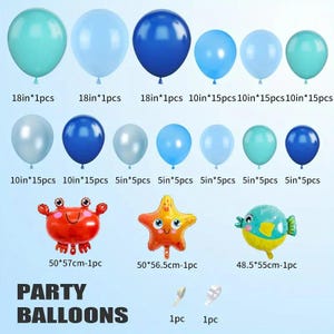 Ocean Theme Balloon Arch Set, Crab Balloon, Starfish Balloon, Clown ...