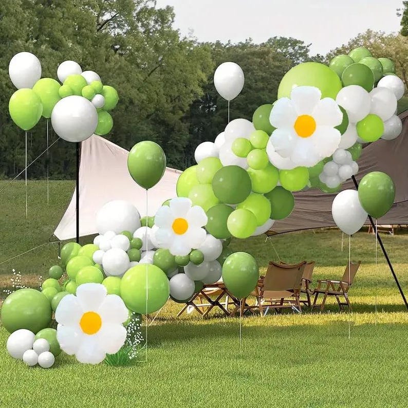 Spring Party Decoration Set,green Daisy Balloon Garland,balloon Arch ...