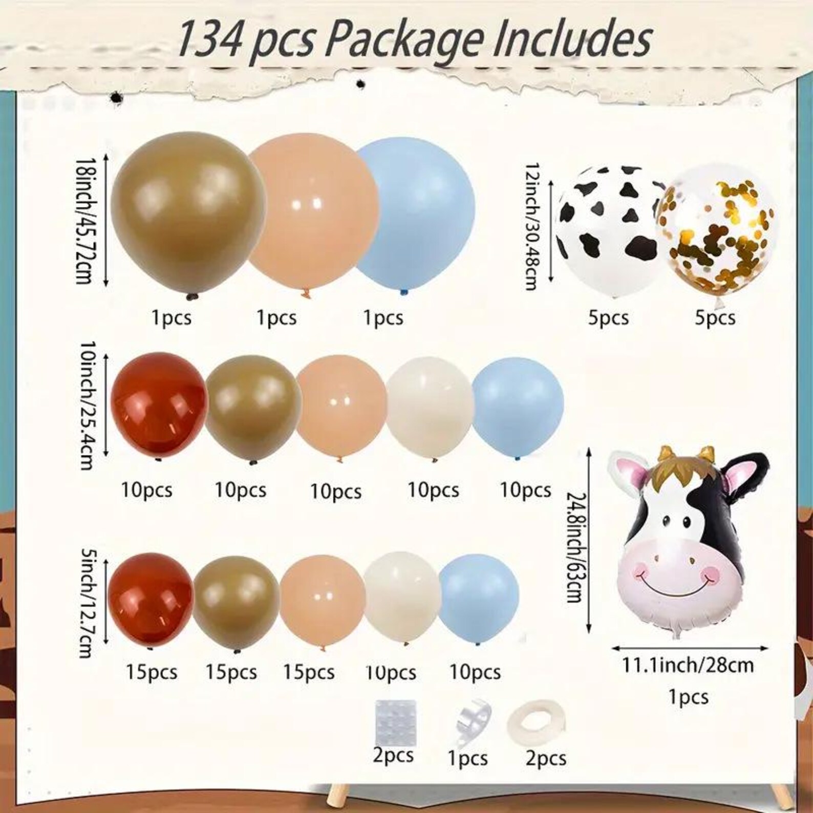 Farm Theme Balloon Garland Kit, Cow Print Party Balloon, Western Baby ...
