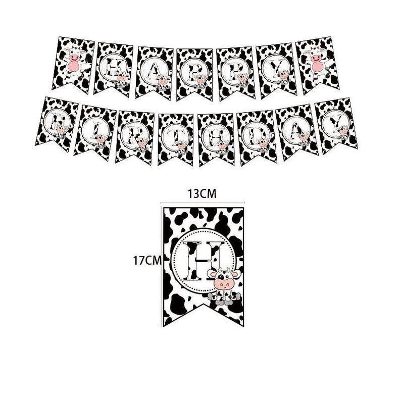 Cute Cartoon Farm Black and White Cow Theme Birthday Party Decoration ...