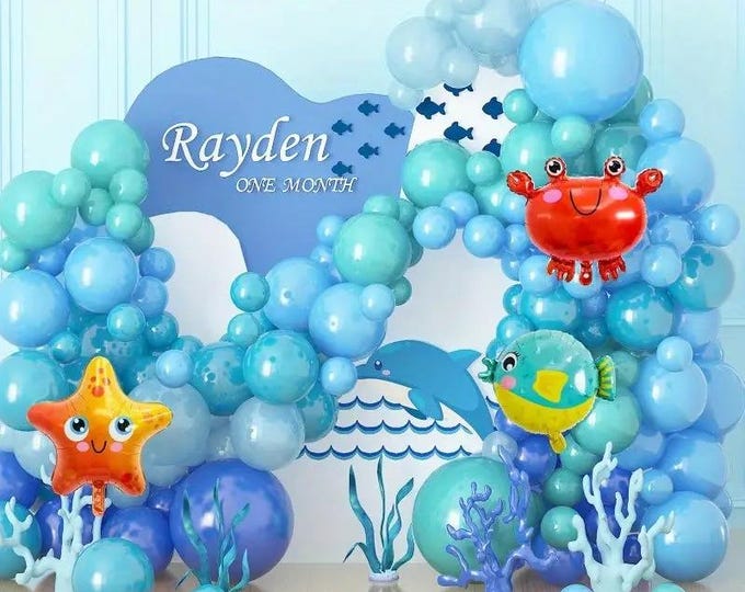 Ocean Theme Balloon Arch Set, Crab Balloon, Starfish Balloon, Clown ...