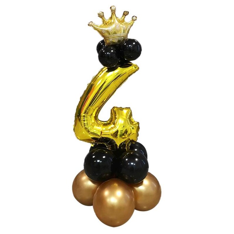 32inch Number Balloon Kit, Balloon Column, Black, Gold, Blue, Silver ...