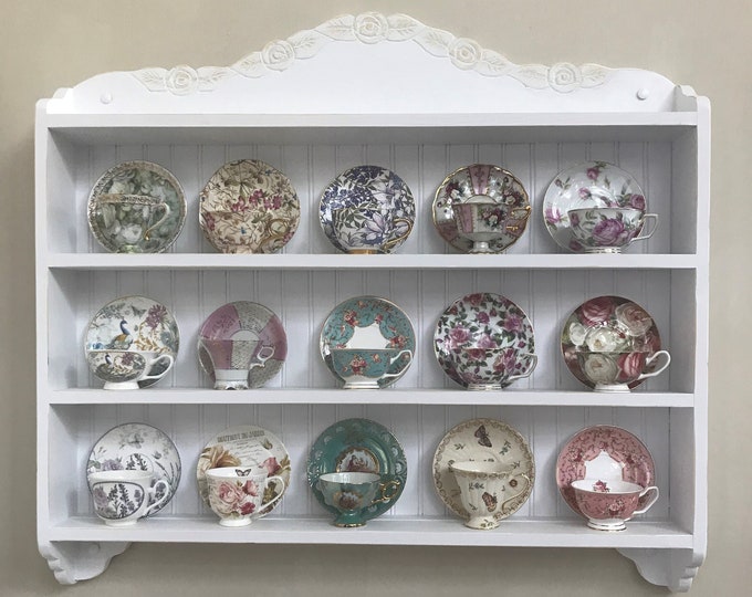 Wooden Teacup Shelf, Teacup Display, Wooden Teacup Collectors Shelf ...