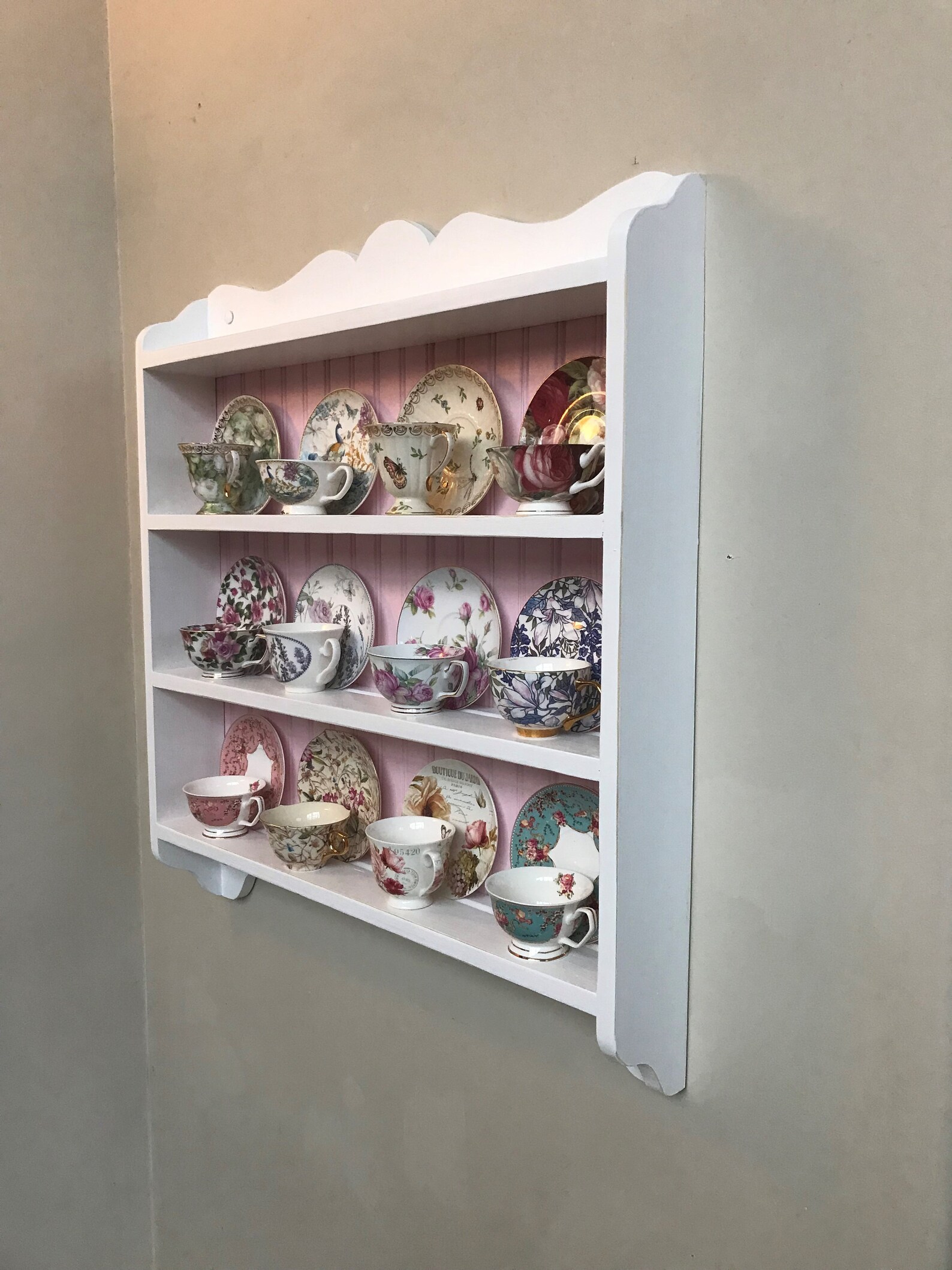 Wooden Teacup Shelf, Teacup Display, Teacup Collection, Country Living ...