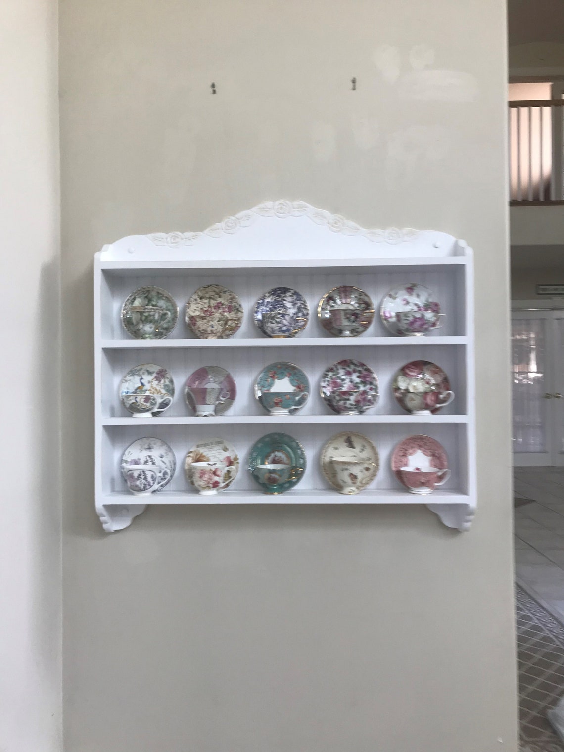 Wooden Teacup Shelf, Teacup Display, Wooden Teacup Collectors Shelf ...