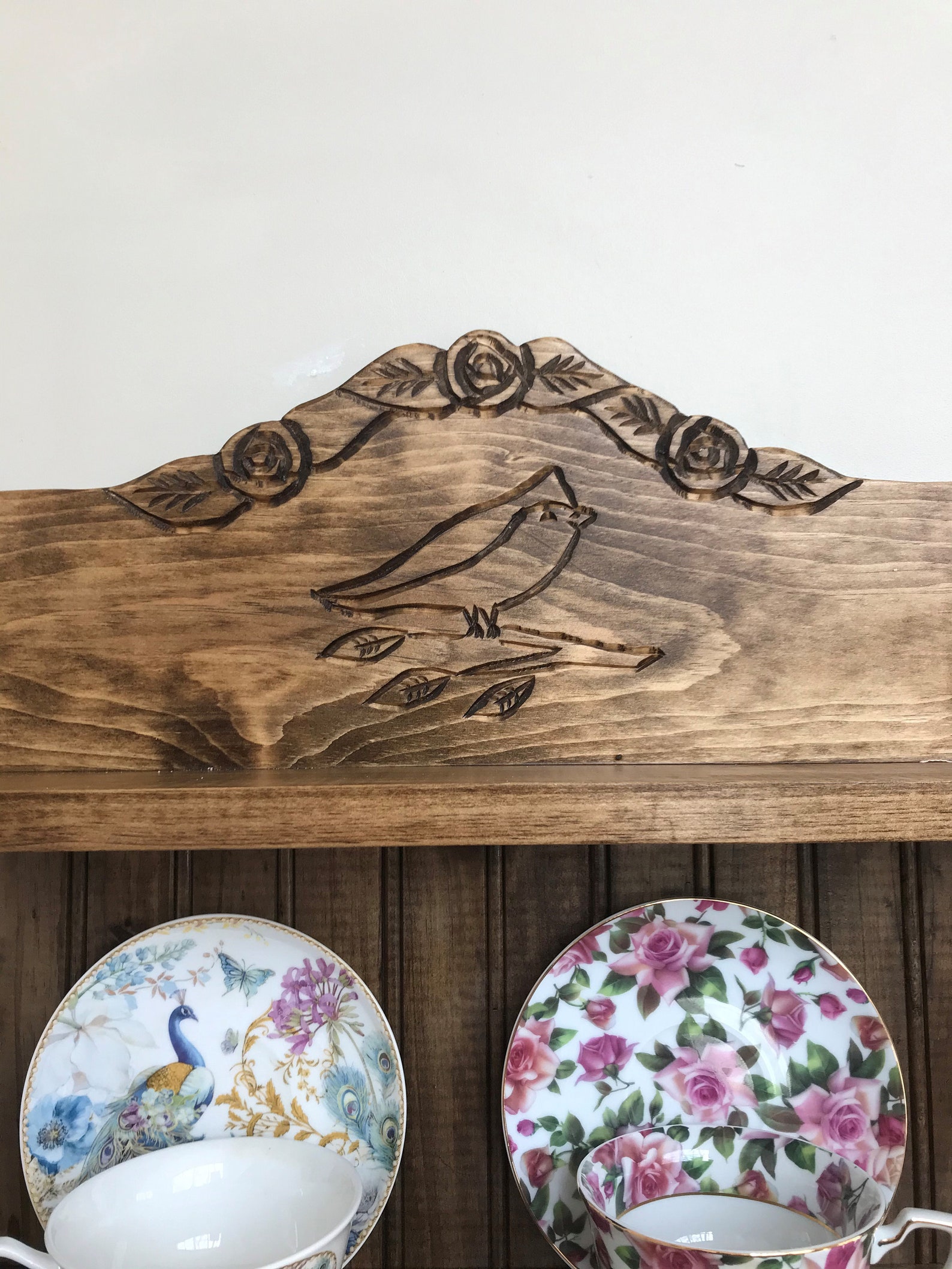 Teacup Shelf, Teacup Display, Custom Shelf, Hand Carved Teacup ...