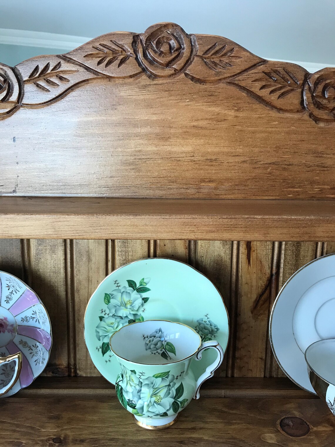 Tea Cup Collectors Shelf, Teacup Display With Drawers. 12 Cup Teacup ...