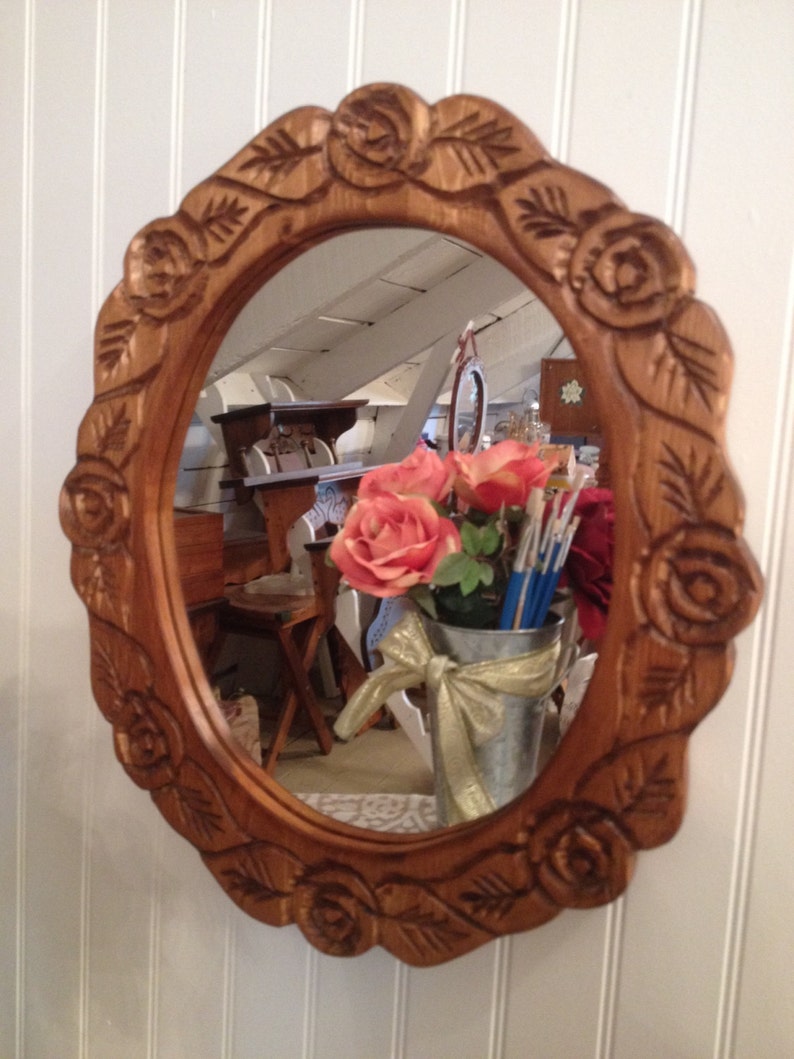 Rose Carved Mirror Small Size Mirror Bathroom Mirror - Etsy
