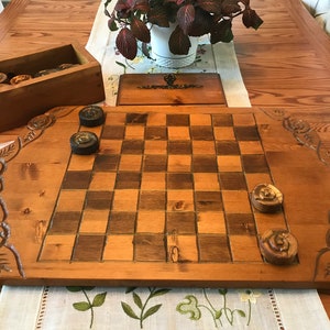 Checker Board Set, Checkers Set, Rose Checker Board With Rose Checkers ...