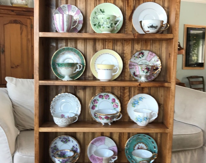 Tea Cup Collectors Shelf, Teacup Display With Drawers. 12 Cup Teacup ...