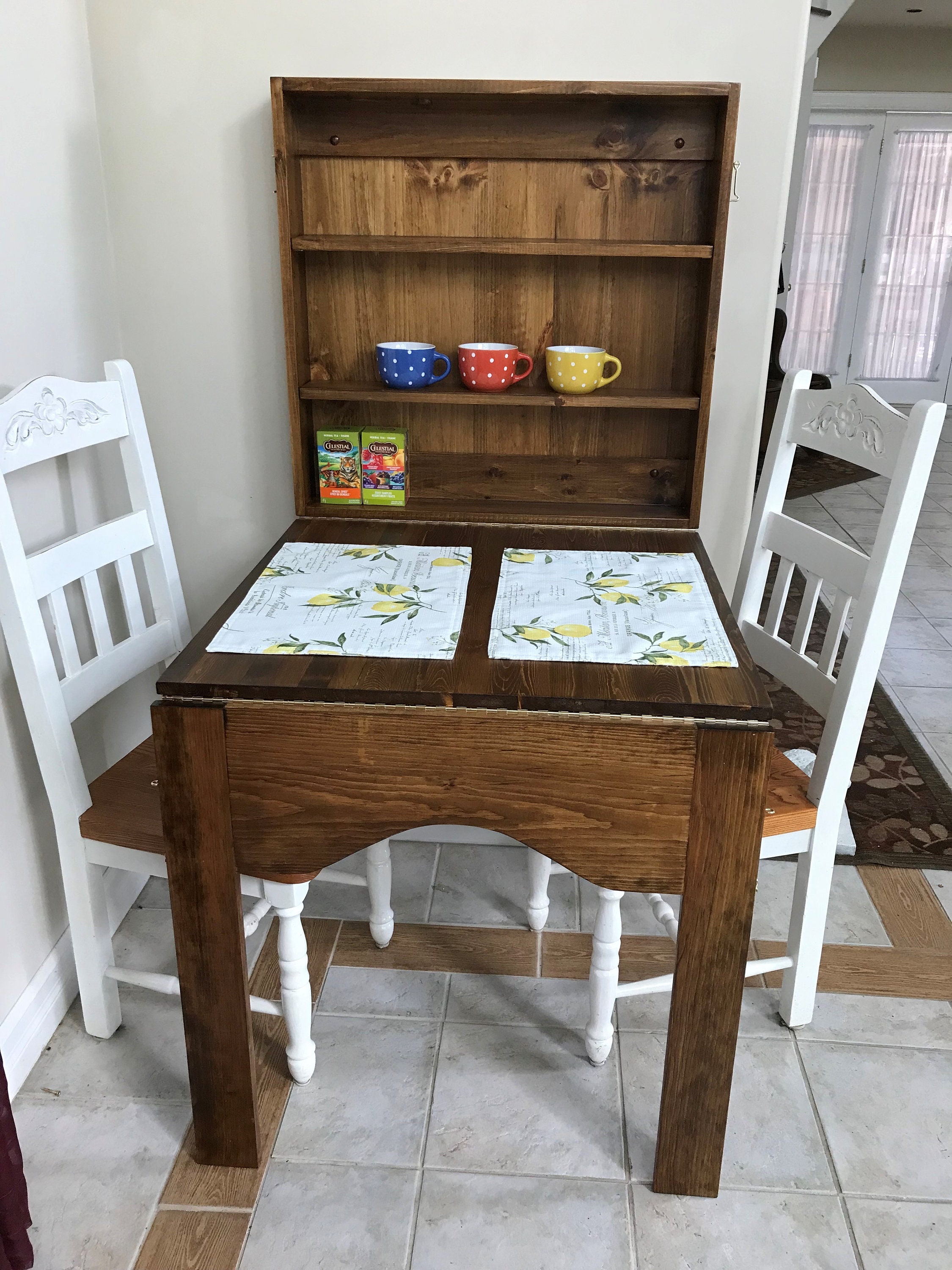 Drop-down Table for Two, Drop-down Desk, Fold-up Table, Small Space ...