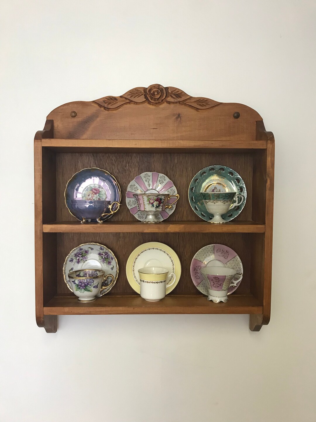 Teacup Shelf, Display Shelf, Wooden Shelf, Dish Shelf, Dish Display ...