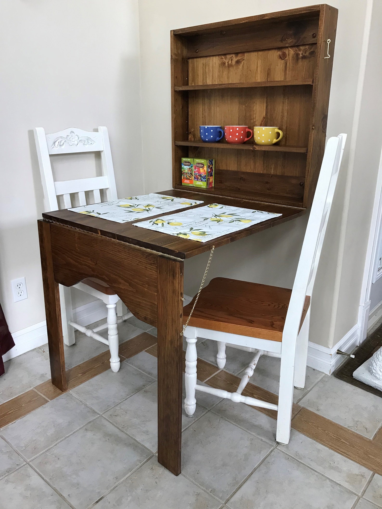 Drop-down Table for Two, Drop-down Desk, Fold-up Table, Small Space ...