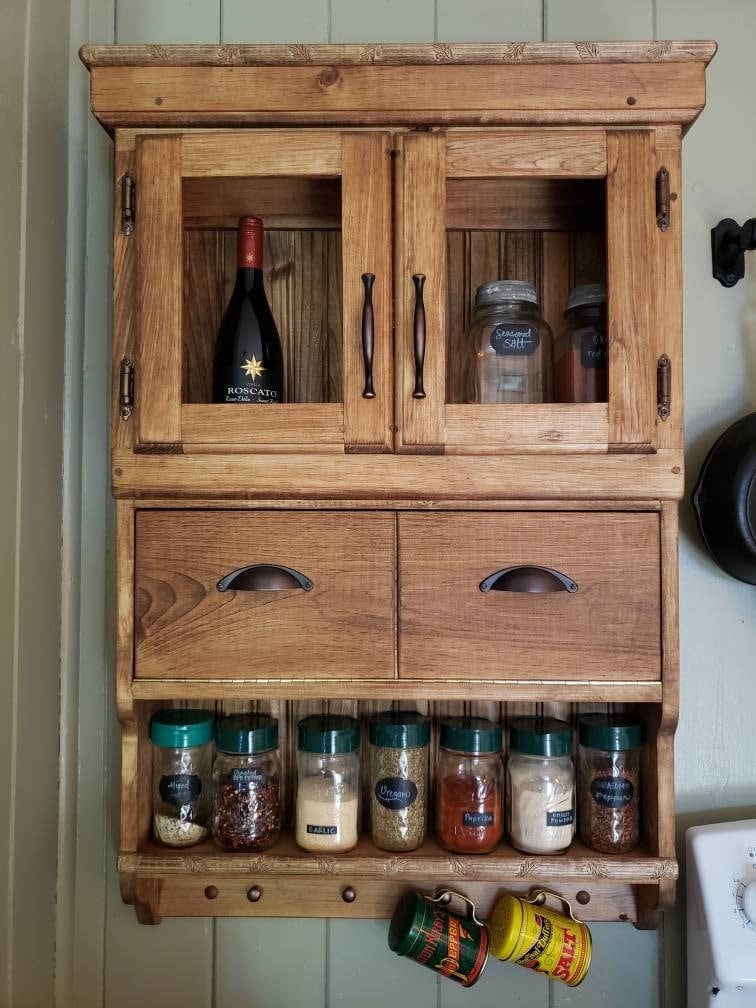 Spice Pantry, Spice Rack, With Drop-down Drawer and Mason Jar Shelf ...