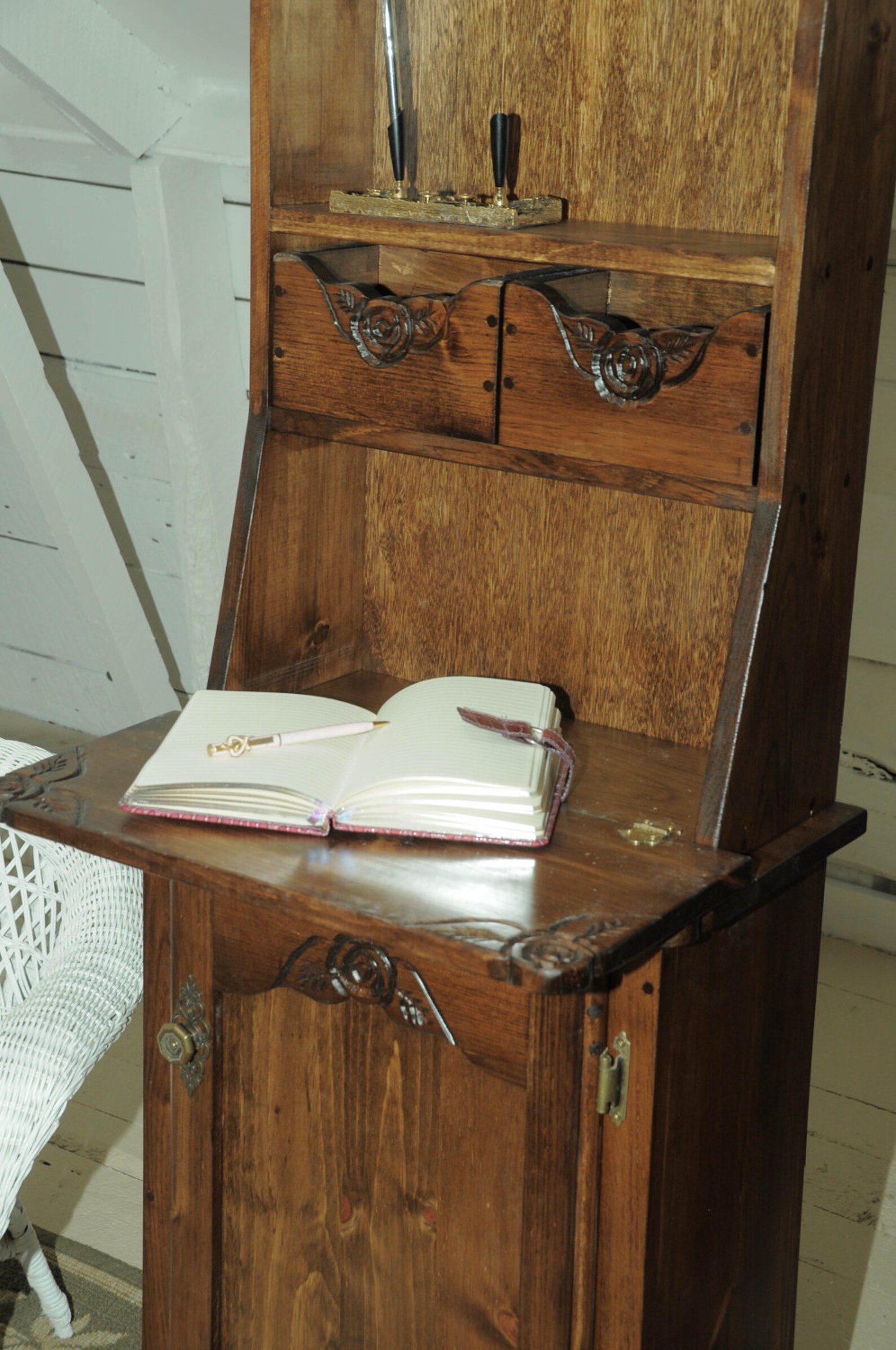 Small Drop Down Desk, Drop Down Table, Mini Secretary, Mini Desk, Entry ...