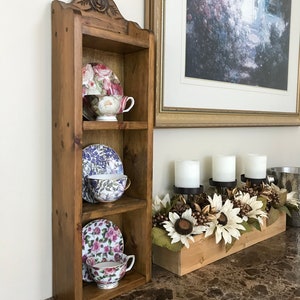 Teacup Shelf, Wooden Shelf, Shelf for Three Cups, With Saucer Grooves ...