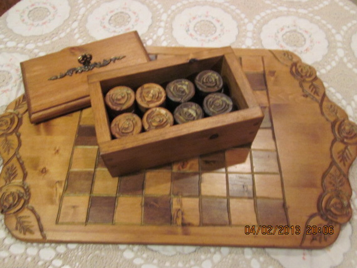 Checker Board Set, Checkers Set, Rose Checker Board With Rose Checkers ...