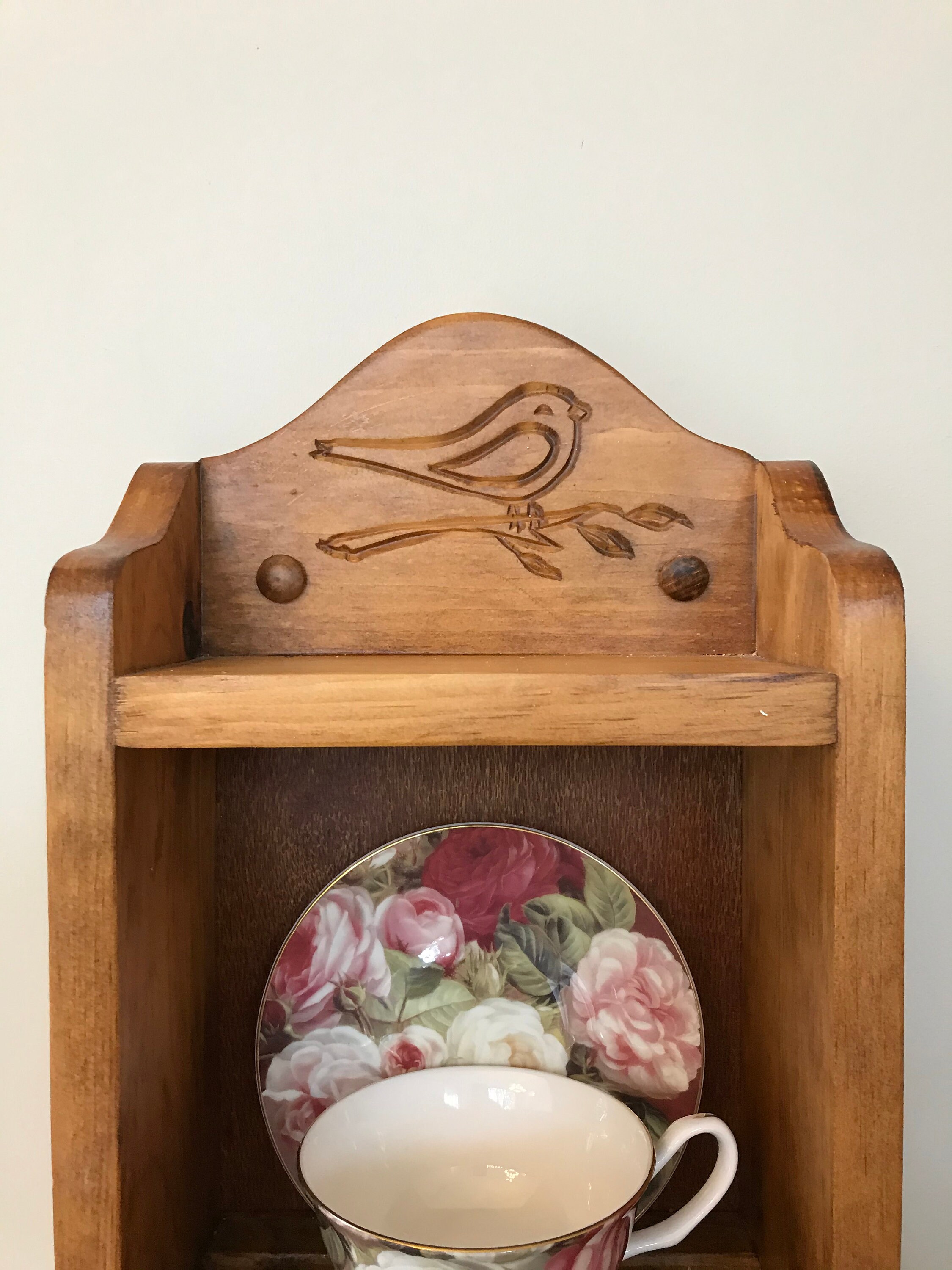 Teacup Shelf, Three Cups With Saucer Grooves, Small Shelf, Tiny Home ...