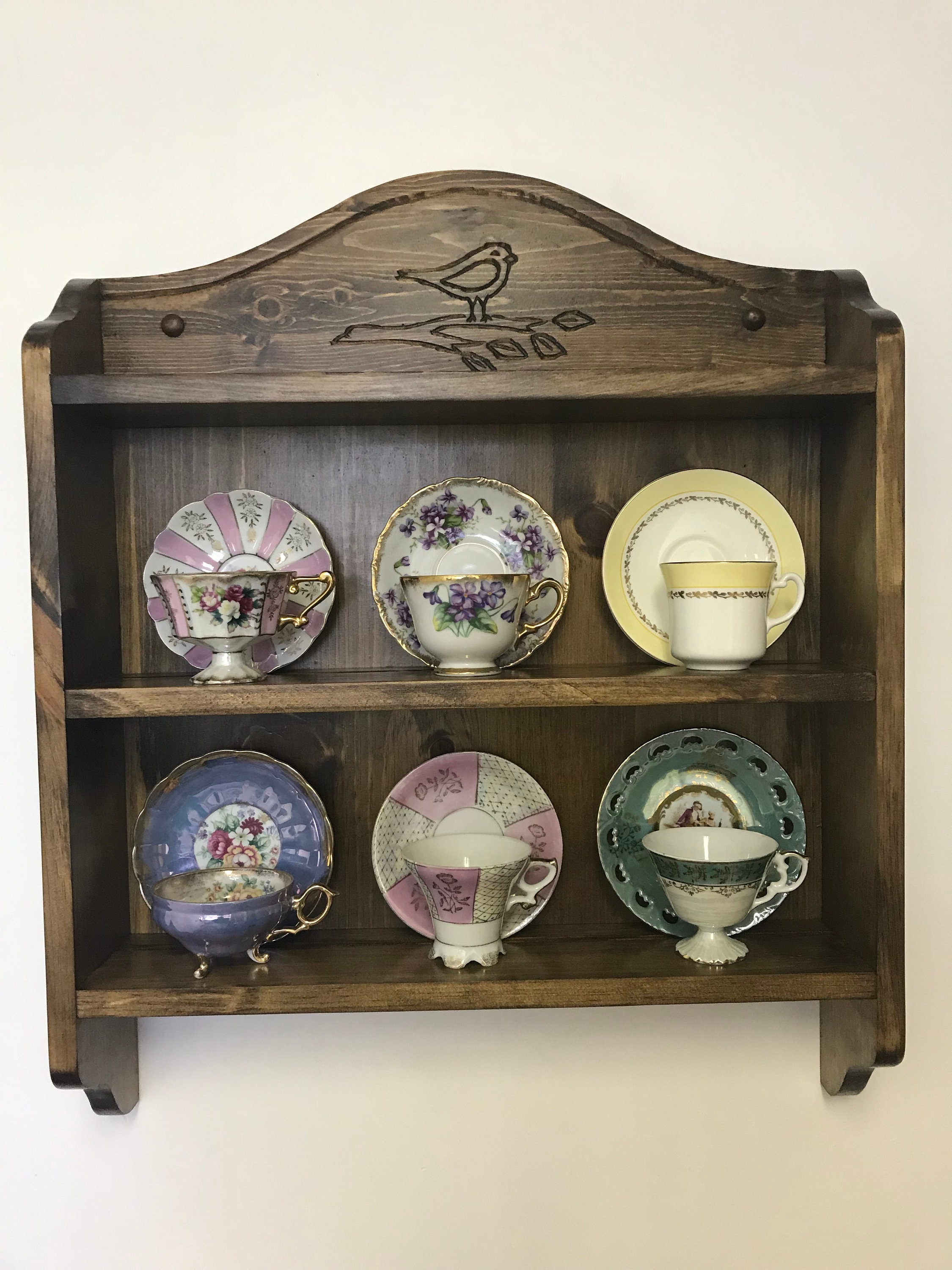 Teacup Shelf, Wood Shelf, Wooden Shelf, Entry Shelf, Kitchen Shelf ...