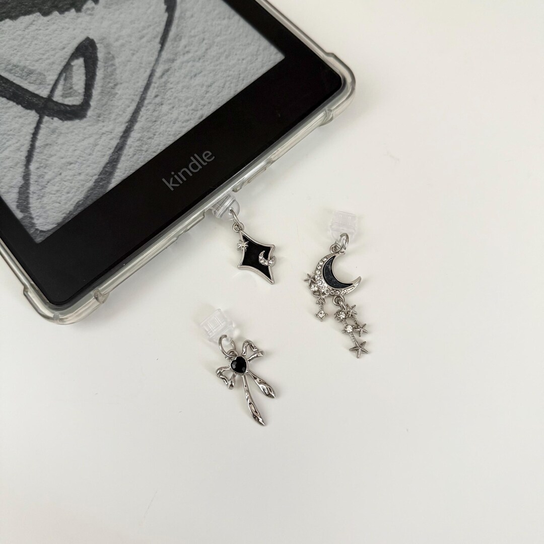 Kindle| Nintendo Switch | USB C | Dust Plug | Phone Charms - Black and ...